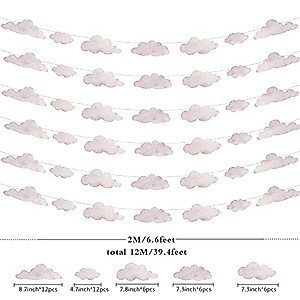 Cloud Party Decoration Kit Garland White Pink Marble Paper Cutouts Streamer Supply Hanging Banner for Birthday Baby Shower Graduation Wedding Under The Sea Kids Room Nursery Backlgroud (Pink Marble)
