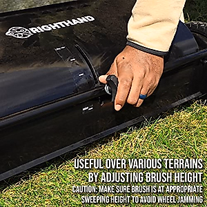 Right Hand 26-Inch Push Lawn Sweeper, Strong Rubber Wheels & Heavy Duty Durable Steel Structure Sweeps Leaf Grass & More, 7ft Mesh Collection Bag, 4 Spinning Brushes