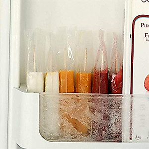 Ice Popsicles Bags Thick Frozen Pops Ice Cream Plastic Wrappers for Candy Food Grade Hot Sealing Packing Containers (200Pcs ,Clear)