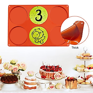 2 Pcs Large Silicone Molds for Baking, 6-Cavity Round Silicone Baking Mold, Non-Stick 4” Baking Disc Molds for Whoopie Pie, Egg Pan,Muffin, Candy, Soap, Hamburger, Resin Coasters (Red)