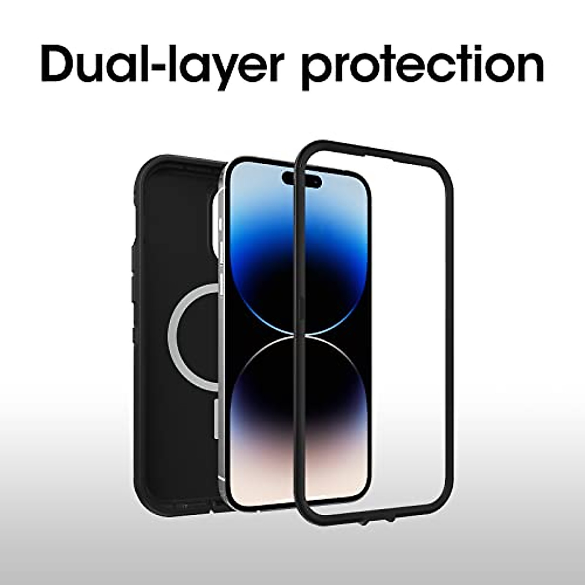 OtterBox iPhone 14 Pro (ONLY) Defender Series XT Case - BLACK , screenless, rugged , snaps to MagSafe, lanyard attachment