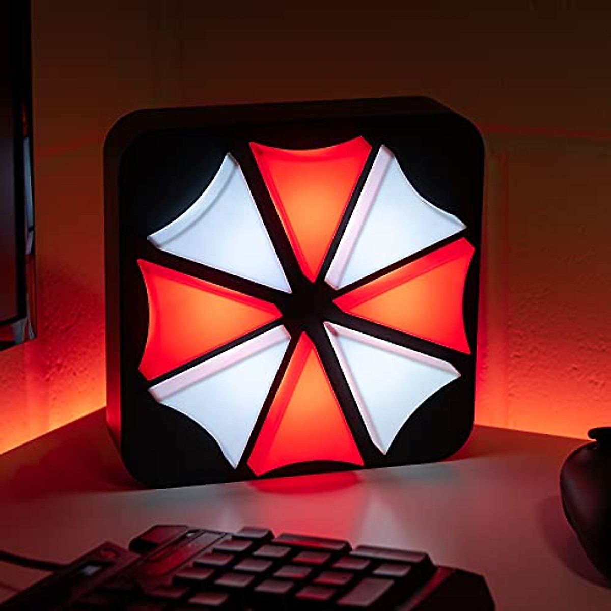 Numskull Resident Evil Umbrella Corp Lamp Wall Light - Ambient Lighting Gaming Accessory for Bedroom, Home, Study, Office, Work - Official Resident Evil Merchandise