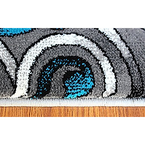 Masada Rugs, Modern Contemporary Woven Area Rug, Hand Carved (32 Inch X 10 Feet, Turquoise)