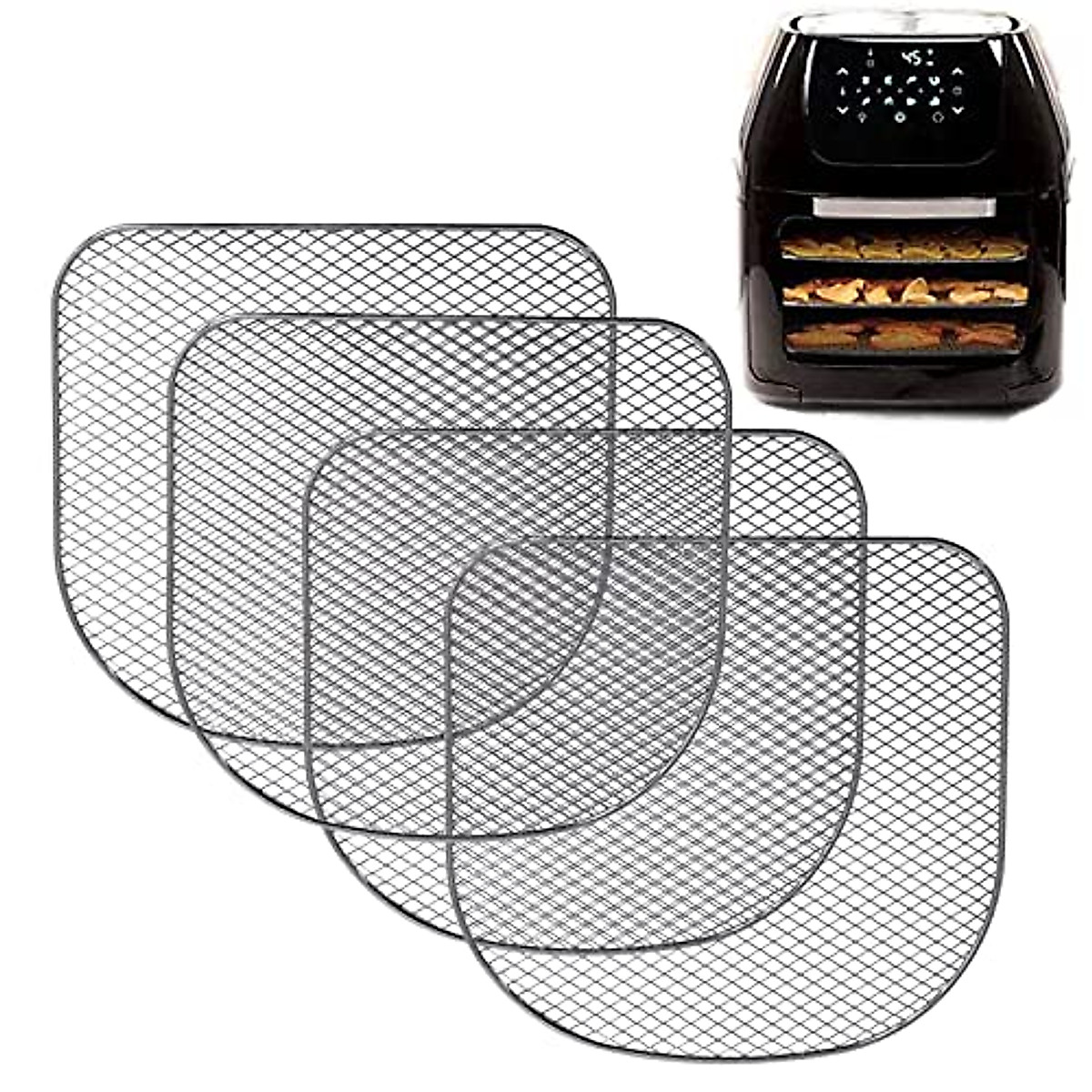 Dehydrator Rack Compatible with Chefman 6.3 Quart Digital Air Fryer, for Power XL Airfryer Pro 6 QT Power Air Fryer Oven 6QT 12.5 QT, for Caynel Air Fryer Oven (4Pack) 304 Stainless Steel Air Fryer Rack Air Fryer Dehydrator Accessories