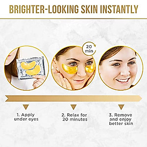 24K Gold Eye Mask– 15 Pairs - Puffy Eyes and Dark Circles Treatments – Look Less Tired and Reduce Wrinkles and Fine Lines Undereye, Revitalize and Refresh Your Skin - CrueltyFree and Vegan