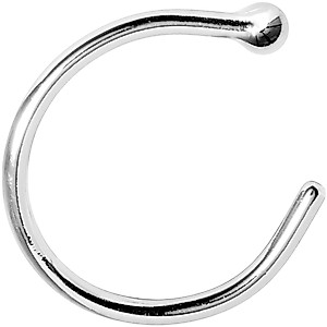 Body Candy Women's Solid 18k White Gold Nose Hoop 20 Gauge 5/16" Body Piercing Screw, Silver, One Size
