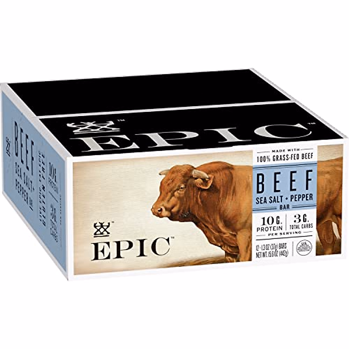 EPIC Protein Bars, Beef Sea Salt Pepper, Keto and Paleo Friendly, 1.3 oz, 12 ct
