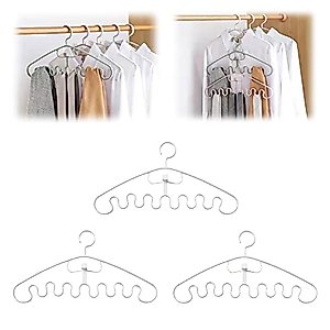 Mikylay Wave Pattern Stackable Hanger - Magic Wave Pattern Hanger - Multifunctional Smart Closet Organizer Hanger 8 Slots - Space Saver Closet Organization Hangers for Bra Top Camisole (3pcs)
