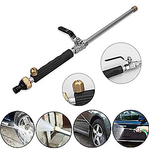 Hydro Jet High Pressure Power Washer-high pressure cleaning tool Extra Long Extendable Wand,Flexible Water Hose Universal Nozzle,Gutter Patio Car Pet Window Cleaning tool black
