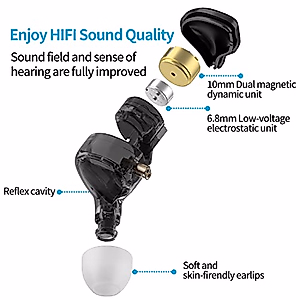 Wired Earbuds with Microphone, in Ear Headphones, in Ear Earbud Built-in Microphone, Noise Cancelling Earbuds Wired, 3.5mm Headphone Plug Compatible with iPhone Android KZ ZEX (Blackmic)