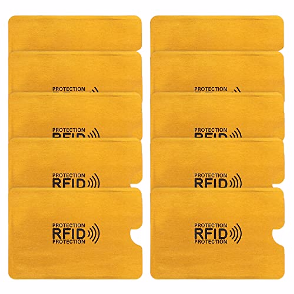 TIESOME RFID Card Holder, 10 pcs RFID Blocking Sleeves Waterproof Credit Card Sleeves Set RFID Identity Card Protector Secure Sleeve Portable Durable RFID Card Sleeves for Women Men Wallet(gold)