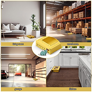 Kittmip 4 Pack Multi Catch Mouse Trap Clear Top Humanized Mouse Trap Reusable Mouse Trap PET and Kids Security for Indoor Outdoor Garage House and Kitchen (Yellow)