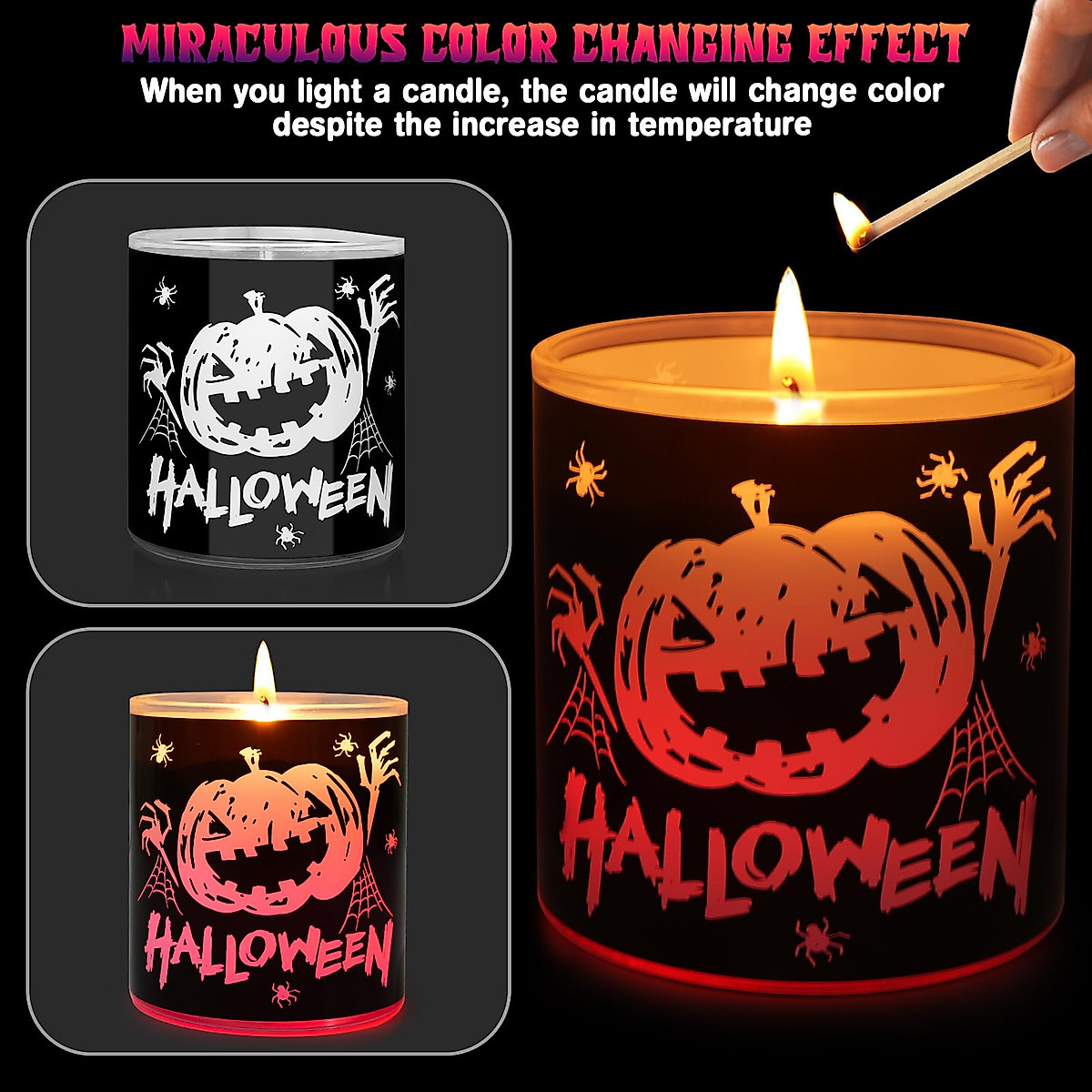 Pumpkin Scented Candles, Fall Decorations for Home, Halloween Decorations Indoor,Spooky Candle,Gothic Vintage Fall Decor for Farmhouse Room Apartment Table Desk Kitchen Bedroom,Funny Gift for Women