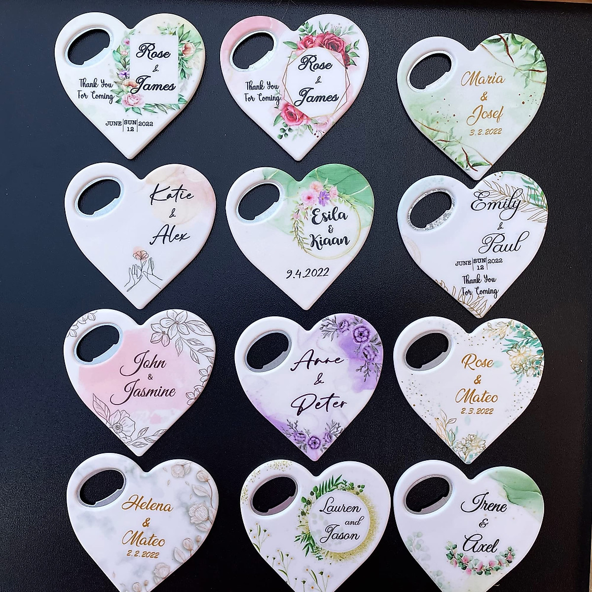 Heart Shape Save The Date Magnets, Wedding Thank You Favor, Custom Wedding Gift, Customizable Wedding Favor for Guests in Bulk, 3,35 in x 3,15 in (8,5cm x 8cm)