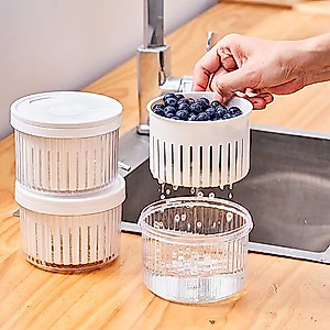 KAFUN 3Pack Berry Keeper Container,Berry Storage Container for Fridge with Lids,Fruit Produce Saver with Removable Strainer Basket,Scallion Storage Box,Fresh Keeper for Scallion Ginger Garlic