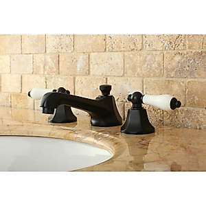Kingston Brass KS4465PL Metropolitan Widespread Lavatory Faucet with Porcelain Lever Handle, Oil Rubbed Bronze