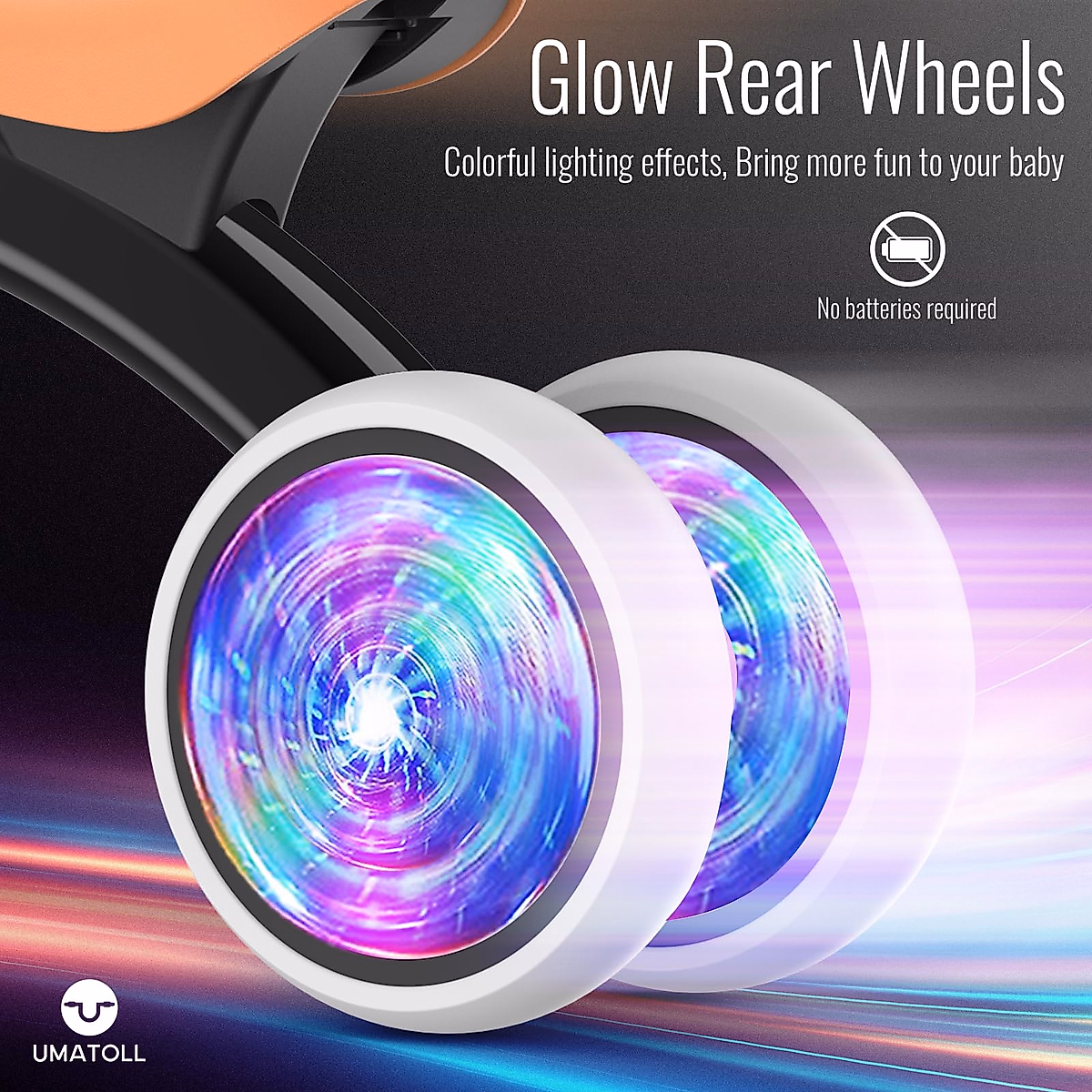 Umatoll Colorful Lighting Baby Balance Bike Toys for 1 Year Old Boys Gifts, Adjustable Seat Baby Walker, One Year Old Boy Birthday Gifts, 12-24 Months Toddler First Ride on Toys with Removable Basket