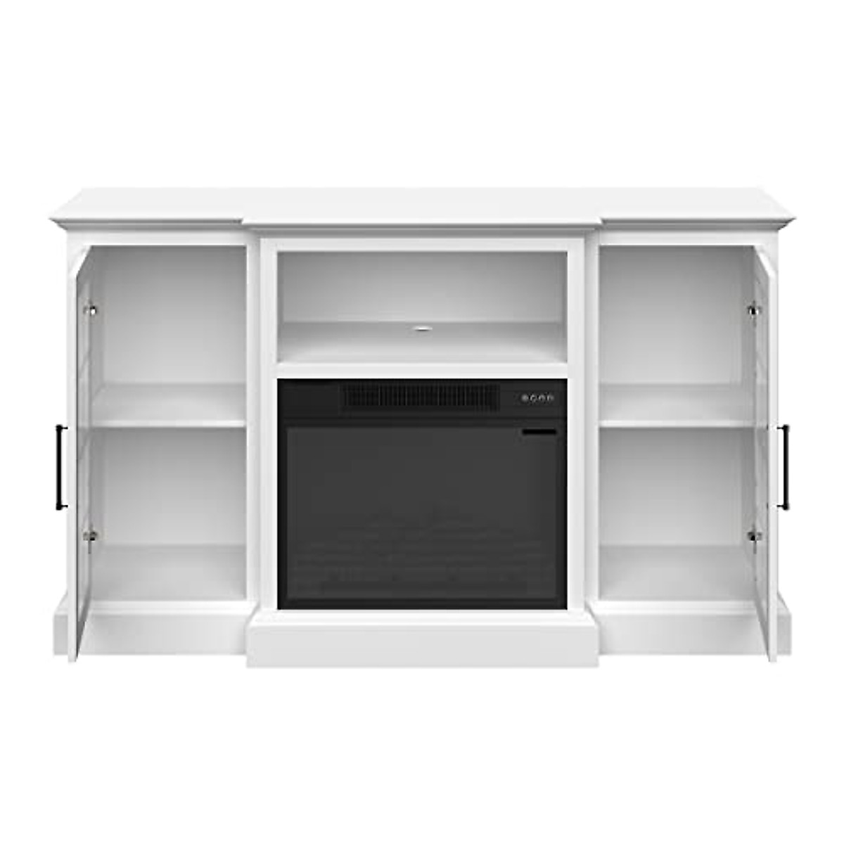 TV Stand with Electric Fireplace Fits TVs up to 65-Inches - Media Console with Storage Cabinet, Adjustable Heat, and LED Flames by Northwest (White)