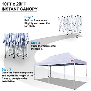 MASTERCANOPY Pop Up Canopy Tent Commercial Grade 10x20 Instant Shelter (White)