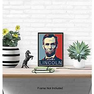 Abraham Lincoln Poster - Abe Lincoln Patriotic Wall Decor for Office, Home, Living Room, Den - Abraham Lincoln Gifts for Patriots, Republicans, Conservatives, Democrats, Liberals - USA US Wall Art