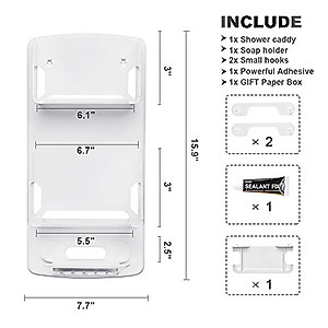 Shower Caddy - Plastic Shower Organizer Hanging, No Drilling Bathroom Organizer with 6Hook, Baffle Anti-drop Design, Removable Shower Holder for Shampoo and Soap is Easy to Clean