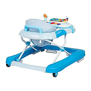 Foldable Baby Walker for Boys and Girls by Kinfant - 2-in-1 Toddler Sit-to-Stand Learning Walker Learning-Seated or Walk-Behind (Blue)