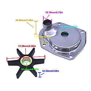 Boat Motor 821354A1 821354A2 3219 Water Pump Repair Kit with Housing 821351A3 for Mercury Quicksilver Force Mariner Outboard Engine 25HP 30HP 40HP 45HP 50HP, fit Sierra 18-4531
