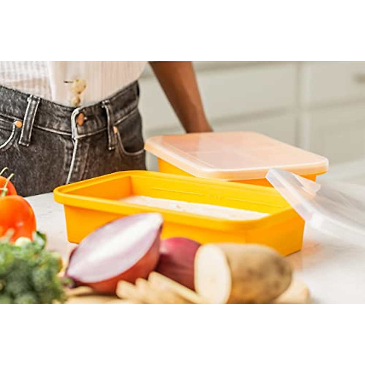 (2 Pack) Large Silicone Freezer Containers For Soup, Pasta Sauce, Leftovers, Broth & More - 6 Cup Reusable BPA Free Non Plastic Food Storage Freezing Trays With Lids & Measurement Lines (2 Pack)