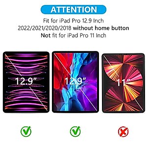 SPARIN 2 Pack Screen Protector Compatible with iPad Pro 12.9 inch 2022/2021/2020/2018 Released (6th/5th/4th/3rd) without Home Button, Tempered Glass Screen Protector Work with Face ID