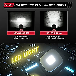 Ecarke LED Work Light Portable Flood Light for Milwaukee M18 18V Lithium Battery with USB&TYPEC Outdoor Charge &Low Voltage Protection Plate,20W Cordless Handheld Work Light Flashlight Tools(Upgraded）