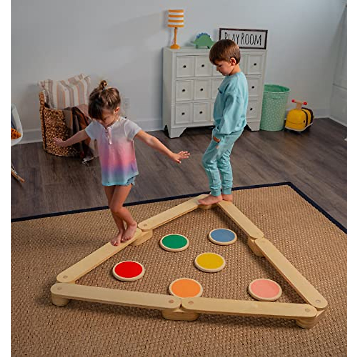 Avenlur Majesty Wooden Balance Beam, Stepping Stones, Obstacle Course - Montessori Waldorf Style Indoor Gym Playset for Kids, Toddlers & Children (2-8 yrs) - Enhance Coordination and Motor Skills
