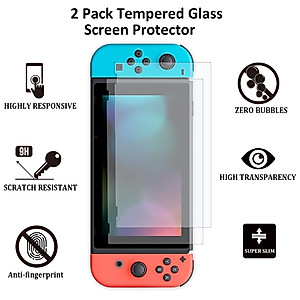 Switch Accessories Bundle for Nintendo Switch Games, Kit with Carrying Case, Steering Wheels, Screen Protectors, Charging Dock, Grips, Caps (23 in 1)