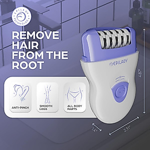 Epilady Speed Corded Epilator for Women | Compact Hair Removal Device for Arms, Legs, Underarms & Bikini Area, Epilators Hair Removal for Women