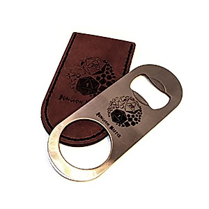 Unique Gifts For Men - Custom Stainless Steel Bottle Opener with Leather Case - Viking and Game Inspired Gift Idea (Dungeon Master)