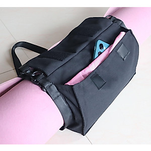 CAMSTIC Yoga Mat Carrier Strap Shoulder Bag with Large Compartment Zipper Pocket, Black