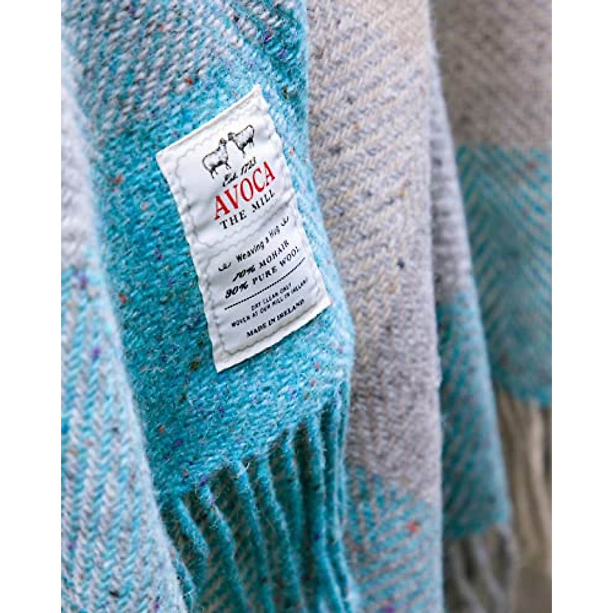 Avoca Mohair Blend Tweed Throw - Dewdrop Design - Made in Ireland 562 x 72