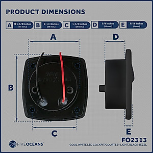 Five Oceans LED Companion Way Light, Marine Courtesy Lights, Square Light for Boat Interior, Deck, Cockpit, Cool White LED, for Pontoon, Fishing Boat, Bass Boat, Yacht, Sailboat, RVs, Caravan - FO2313