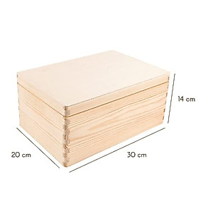 Creative Deco Large Wooden Storage Box with Hinged Lid | 11.8 x 7.87 x 5.51 inches (+-0.5) | Plain Unpainted Gift Box for Tool Toy Shoes Crafts Clothes Jewelry | Rough & UNSANDED Wood Keepsake Chest