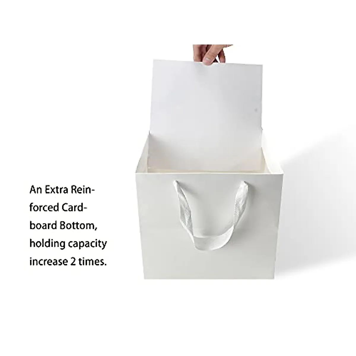 HUAPRINT Large White Paper Square Bags with Handles,12 Pack 12x12x12inch,Large Square Gift Bags,Shopping Merchandise Bags,Birthday,Goodie,Craft Retail,Candy,Cookie,Take Out Bags