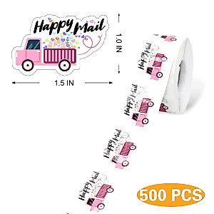 Muminglong Thank You Sticker, Small Business, Handmade Sticker, 500 PCS (Happy Mail Truck, Yellow, Cartoon Truck Style)