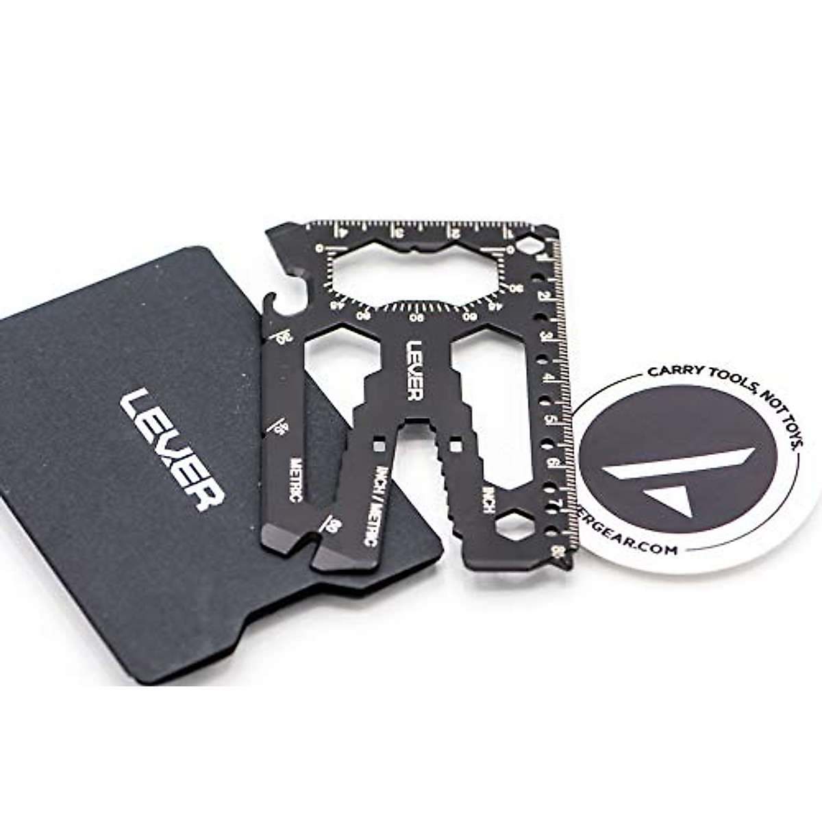 Lever Gear Toolcard Pro - 40 in 1 Credit Card Multitool. Slim, Minimalist Survival Card Wallet Tool Card. TSA Approved Multitool Card Pocket Tool. (Black)