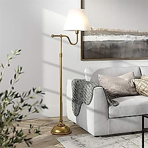 Wellesley 63" Tall Floor Lamp with Fabric Shade in Brass/White