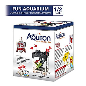 Aqueon Betta Castle Aquarium Fish Tank Kit, Black, Half Gallon