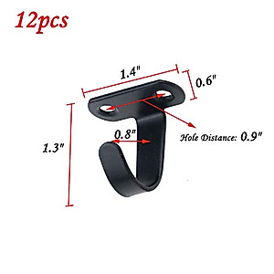 Antrader 12-Pack Stainless Steel Screws Mount Ceiling Hooks, Under-Shelf Coat Hook, Towel/Robe Clothes Hook Hanger for Bathroom Kitchen Cabinet, Black