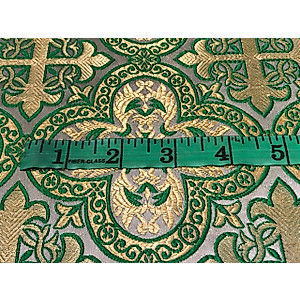 Brocade fabric VESTMENT 60" wide GREEN and GOLD Liturgical Brocades BRO950[1]