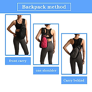 YESYBC Crossbody Sling Backpack Small Waterproof Hiking Bag Sling Bag for Women Travel (Black)