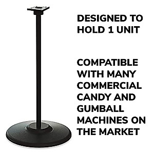 Single Black Metal Stand with Square Base for Candy Gumball Bulk Vending Machines