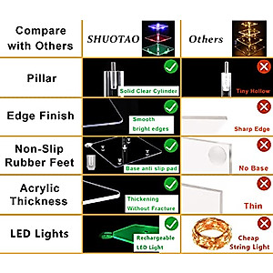 3 Tiers LED Acrylic Cupcake Stand, Rechargeable Clear Dessert Display Stand Cupcake Tower for Christmas, Weddings, Anniversaries, Baby Showers, Birthday Parties