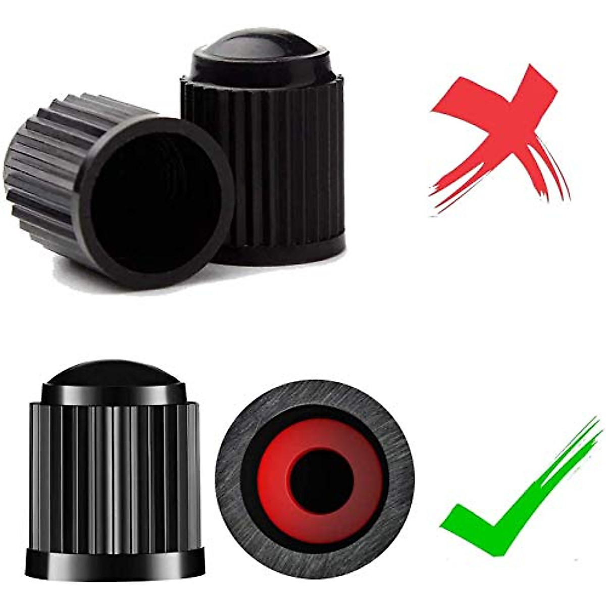 CKAuto 50 Pack Tire Valve Caps, Plastic Valve Stem Caps with O Rubber Seal, Universal Stem Covers for Cars, SUVs, Bike and Bicycle, Trucks, Motorcycles, Airtight Seal Dust Proof, Black 5 Dollar Item
