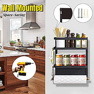 Magnetic Spice Rack,Magnetic Paper Towel Holder Super Magnetic Shelf Spice Rack Spice Organizer for Kitchen Organization and Storage Kitchen Storage Magnetic Spice Rack for Refrigerator Black
